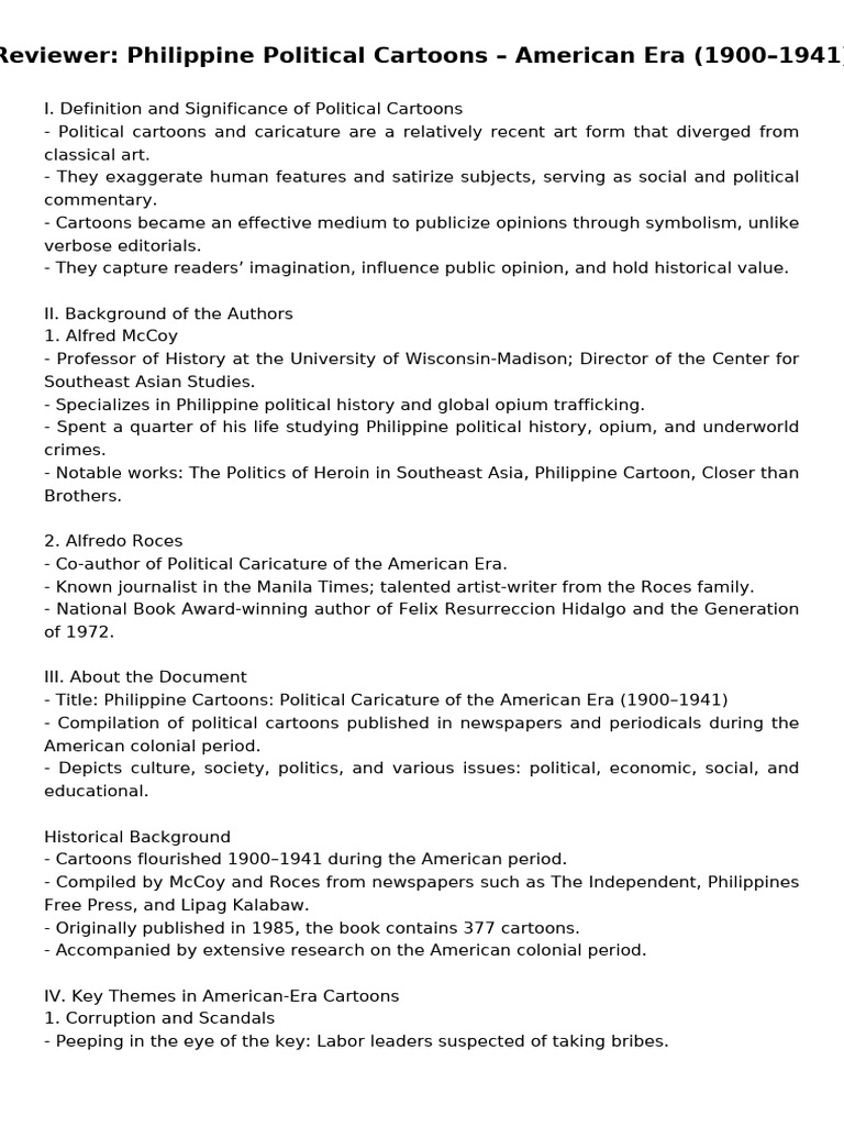 Philippine Political Cartoons Reviewer | PDF | Philippines | Corruption