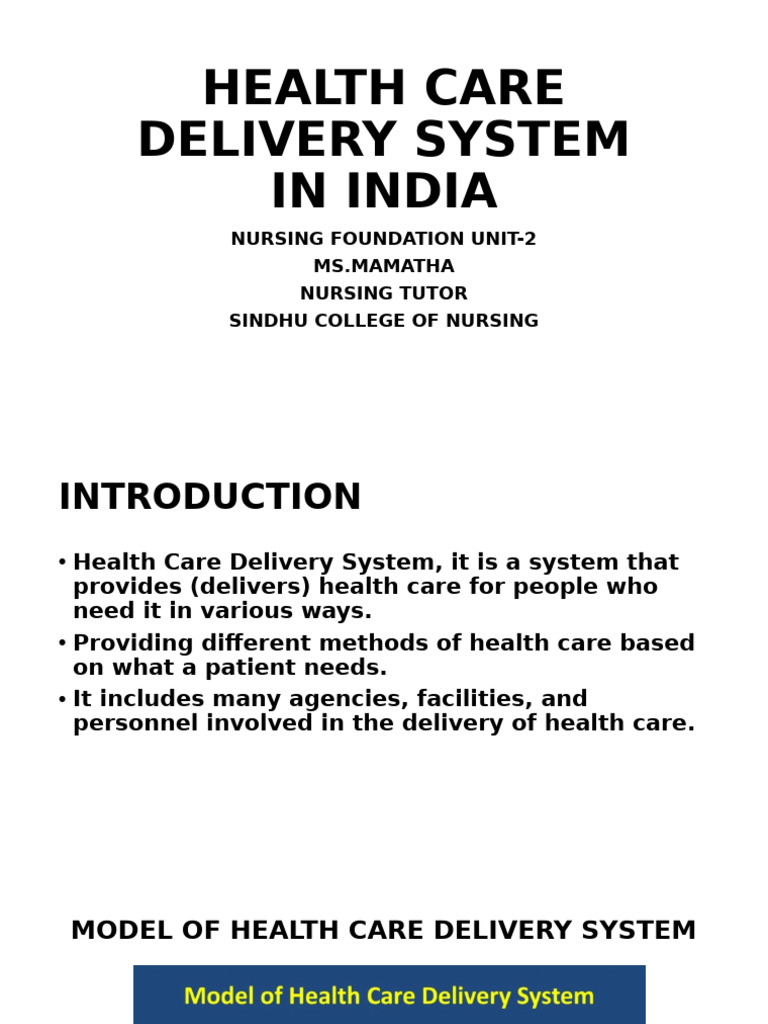Health Care Delivery System in India | PDF | Health Care
