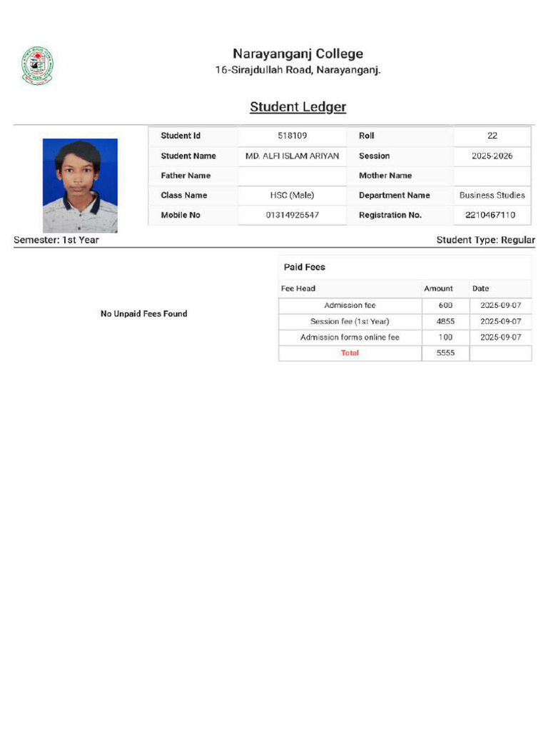 Student Ledger | PDF