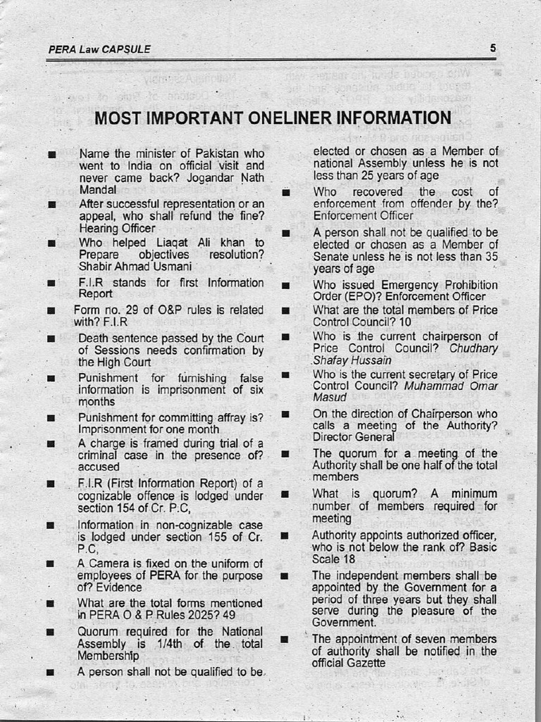 PPC 1880 NOTES ONE LINER MCQS | PDF