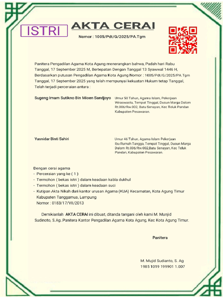 akta cerai | PDF