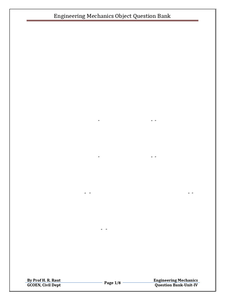 Question Bank Engg Mechanics-Unit-4 | PDF | Collision | Momentum
