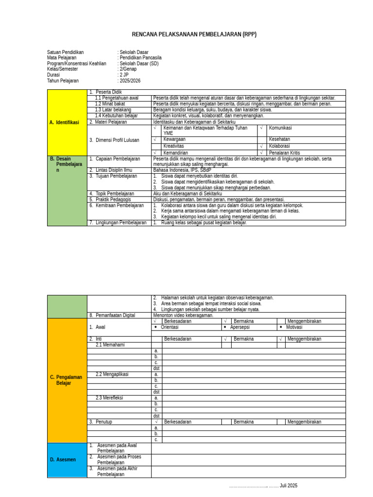3.1 Contoh Format Rpp | PDF