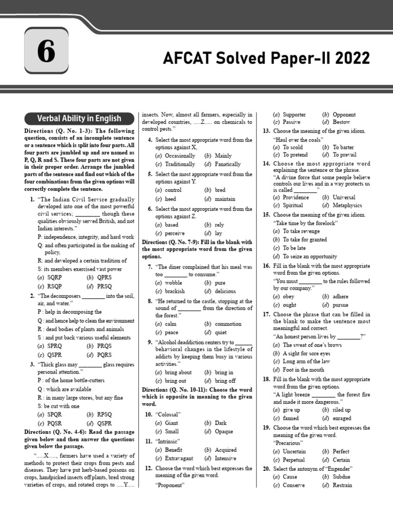 AFCAT Solved Paper-II 2022 | PDF