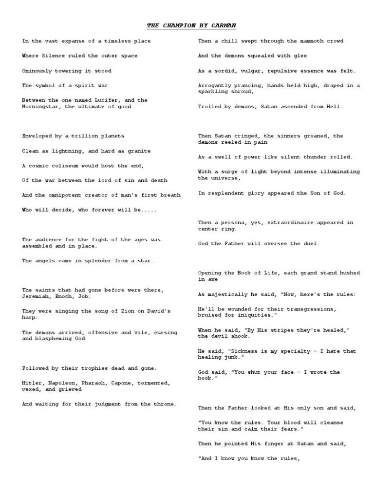 The Champion by Carman | PDF | Satan | Devil