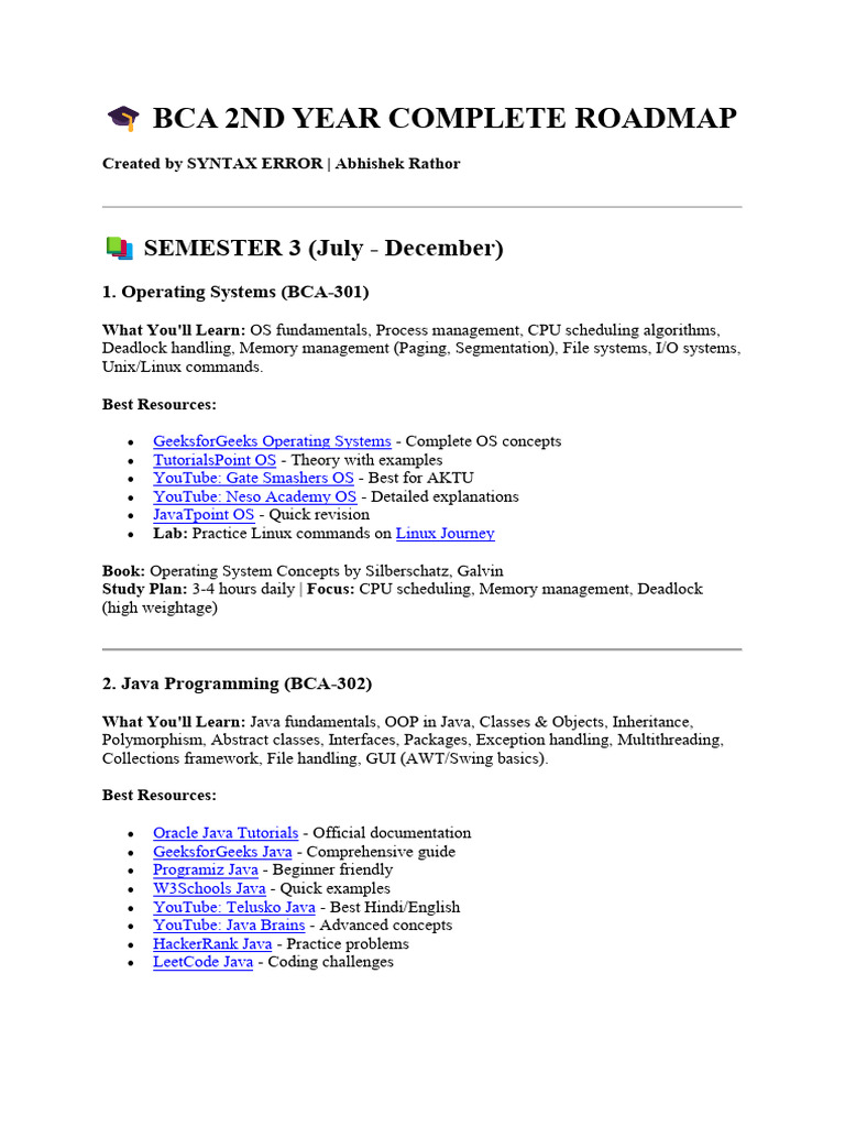 ? Bca 2nd Year Complete Roadmap | PDF | Internet Protocol Suite ...