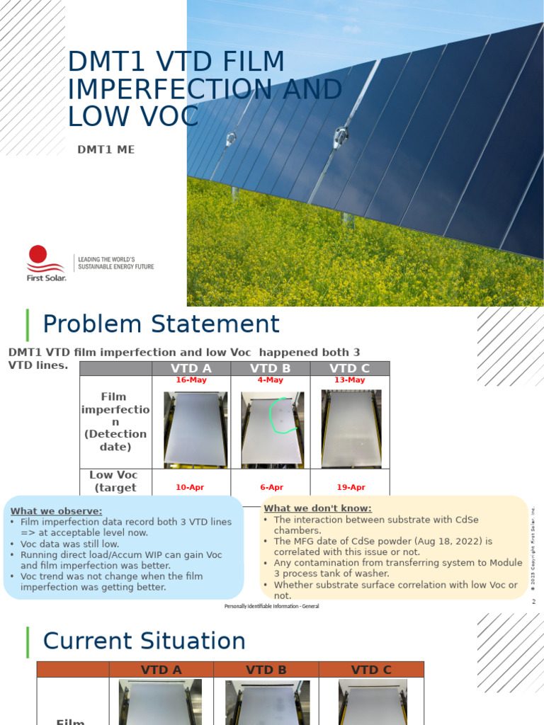 DMT1 VTD Film Imperfection and Low Voc | PDF | Physical Sciences ...