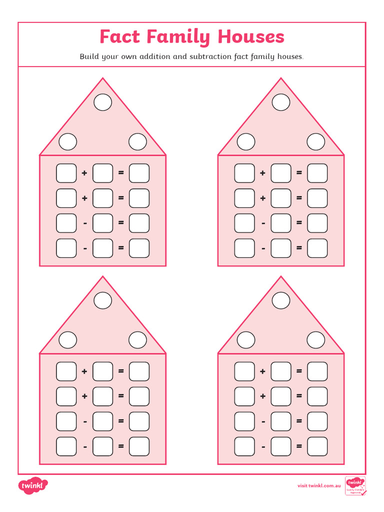 Au N 2548964 Blank Fact Family Houses Addition and Subtraction Ver 1 | PDF