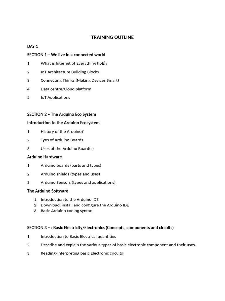 Updated Iot Training Outline | PDF