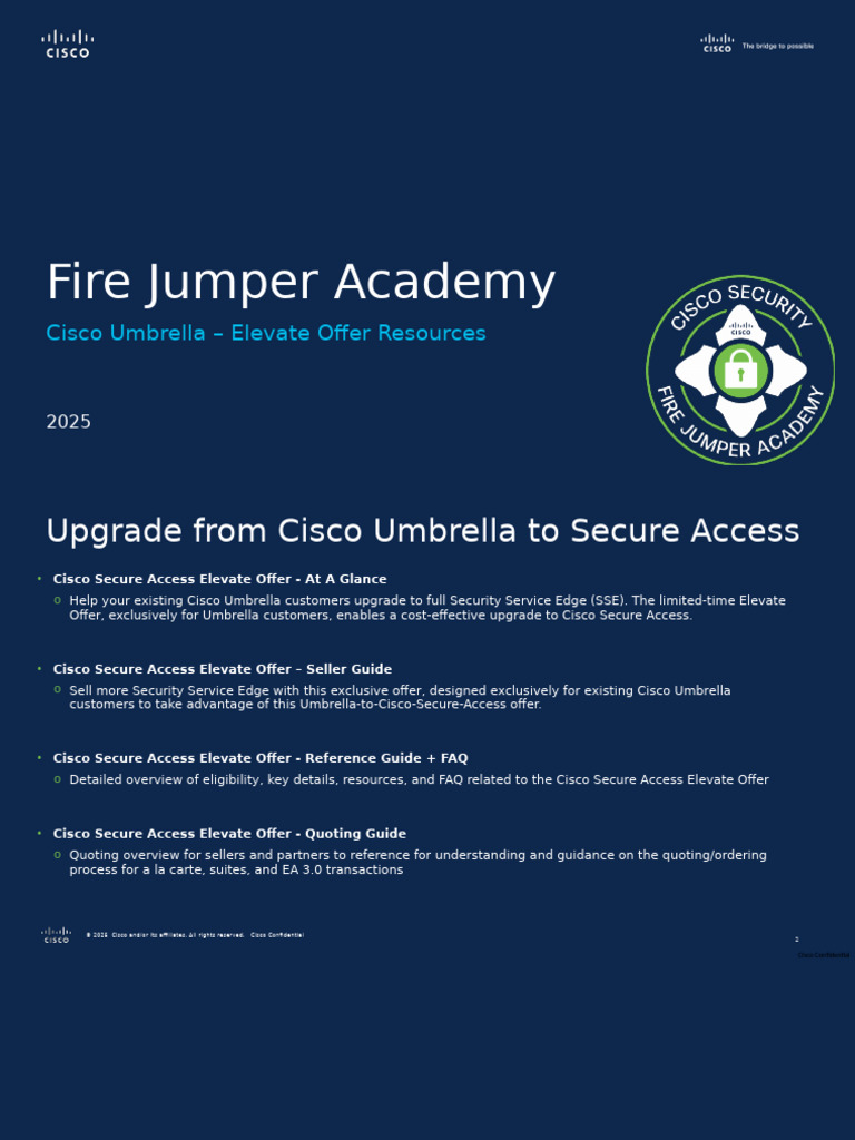 Elevate Offer Resources Cisco Umbrella FJ Sales Stage 2 2025 | PDF