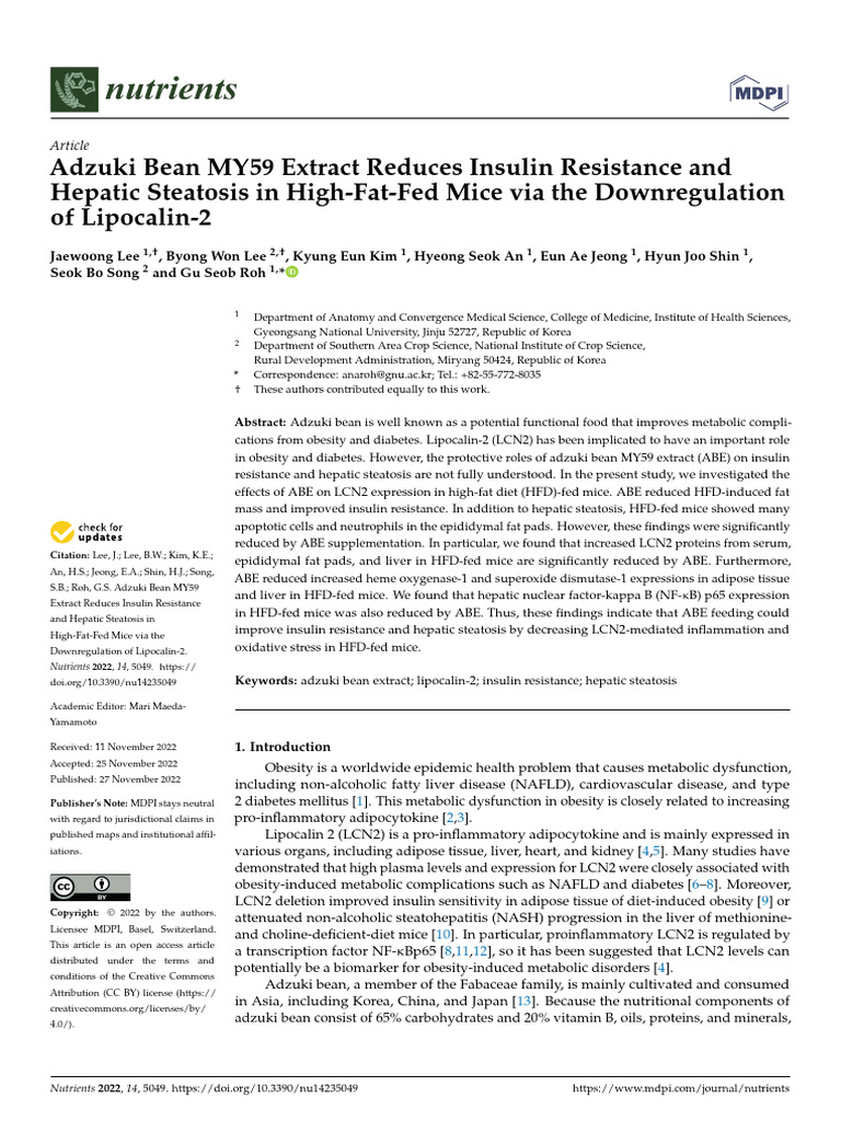 Lee et al., 2022 | PDF | Insulin Resistance | Insulin