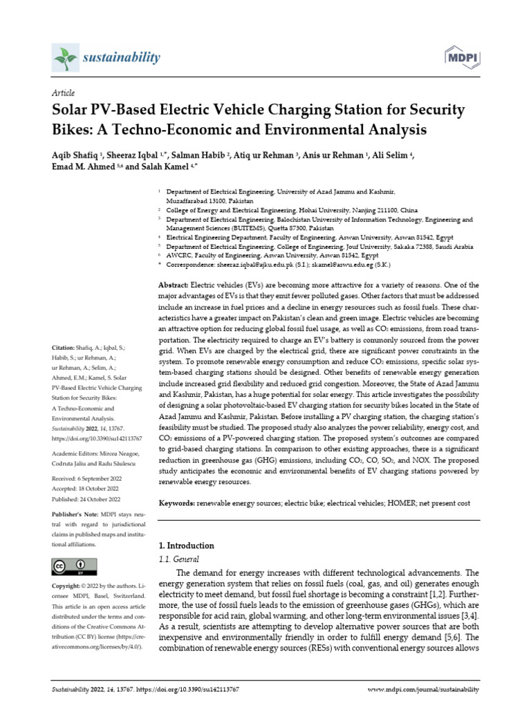 Solar PV-Based Electric Vehicle Charging Station f | PDF | Electric ...