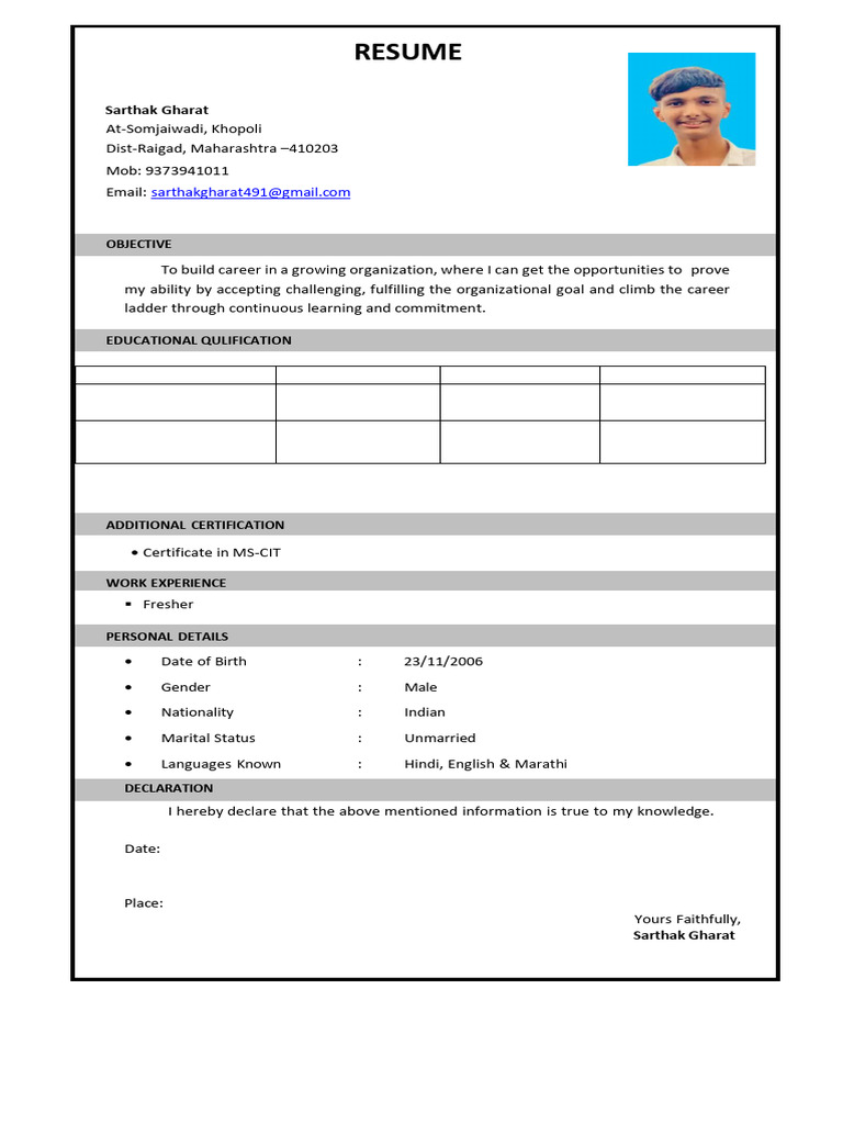 Sarthak Resume | PDF