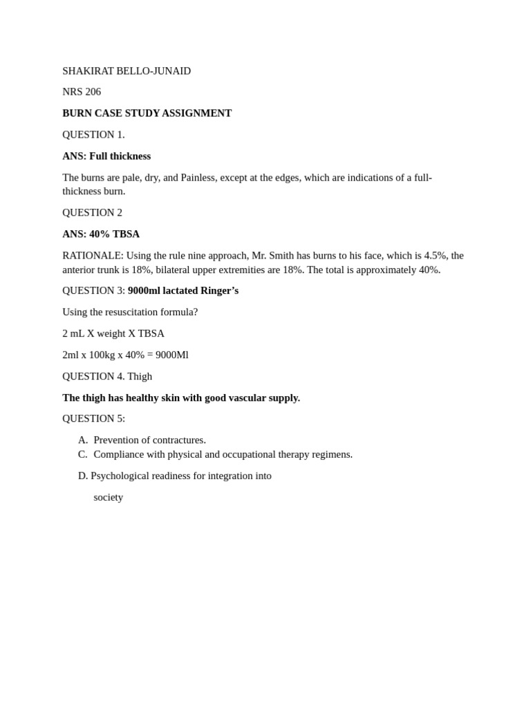 Burn Case Study Shak | PDF