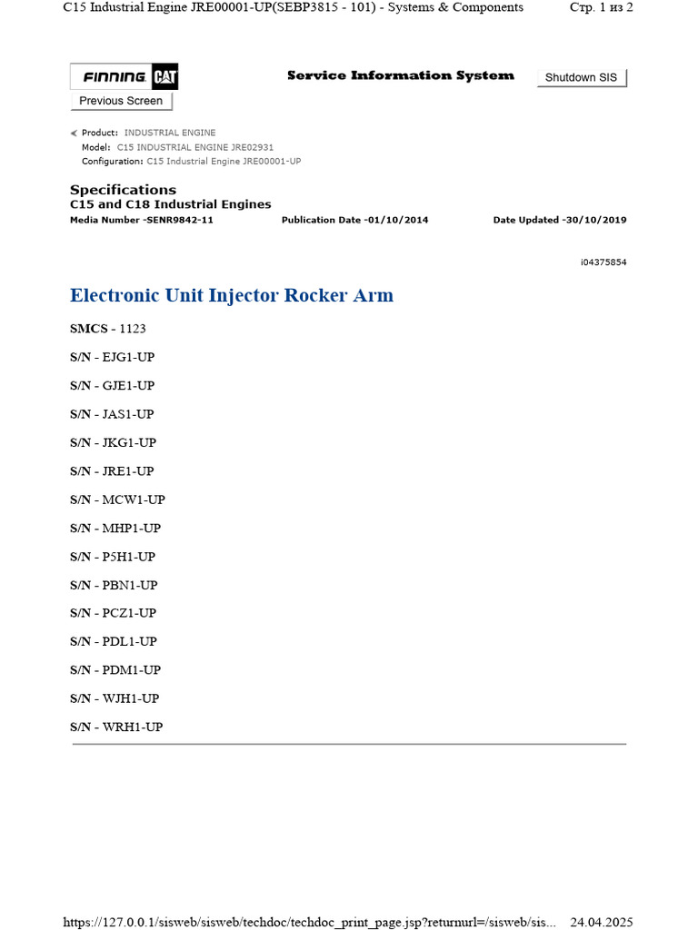 Injector Rocker Spec. | PDF