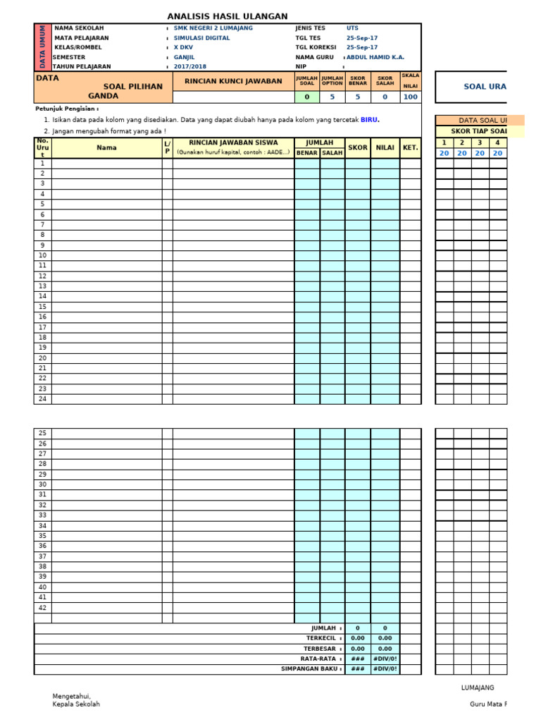 Form Koreksi Excel | PDF