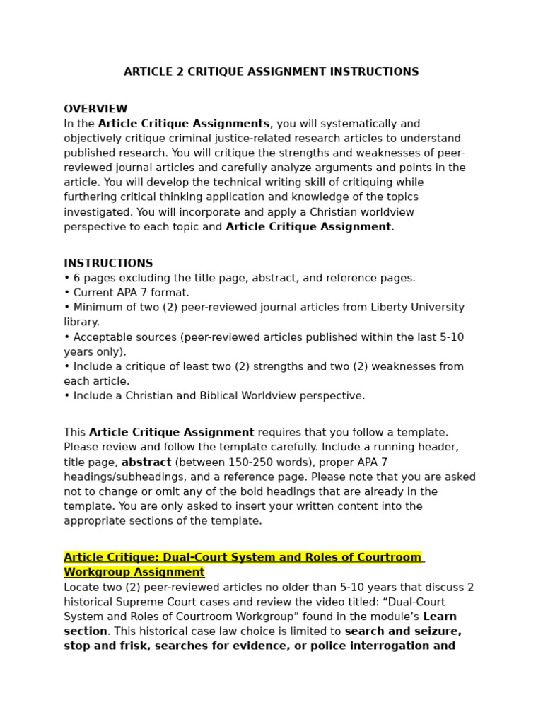Article Critique on Criminal Justice Research | PDF | Peer Review ...