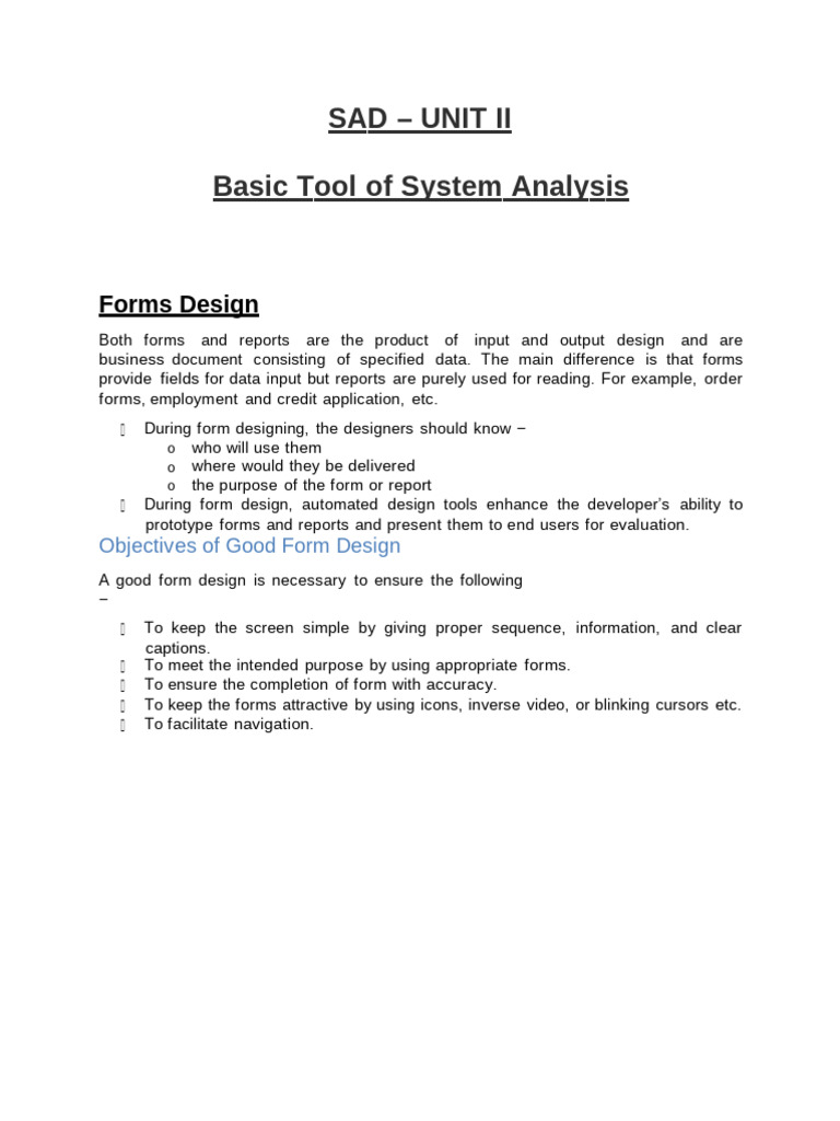 System Analysis and Design - Unit II | PDF | Computing | Software ...