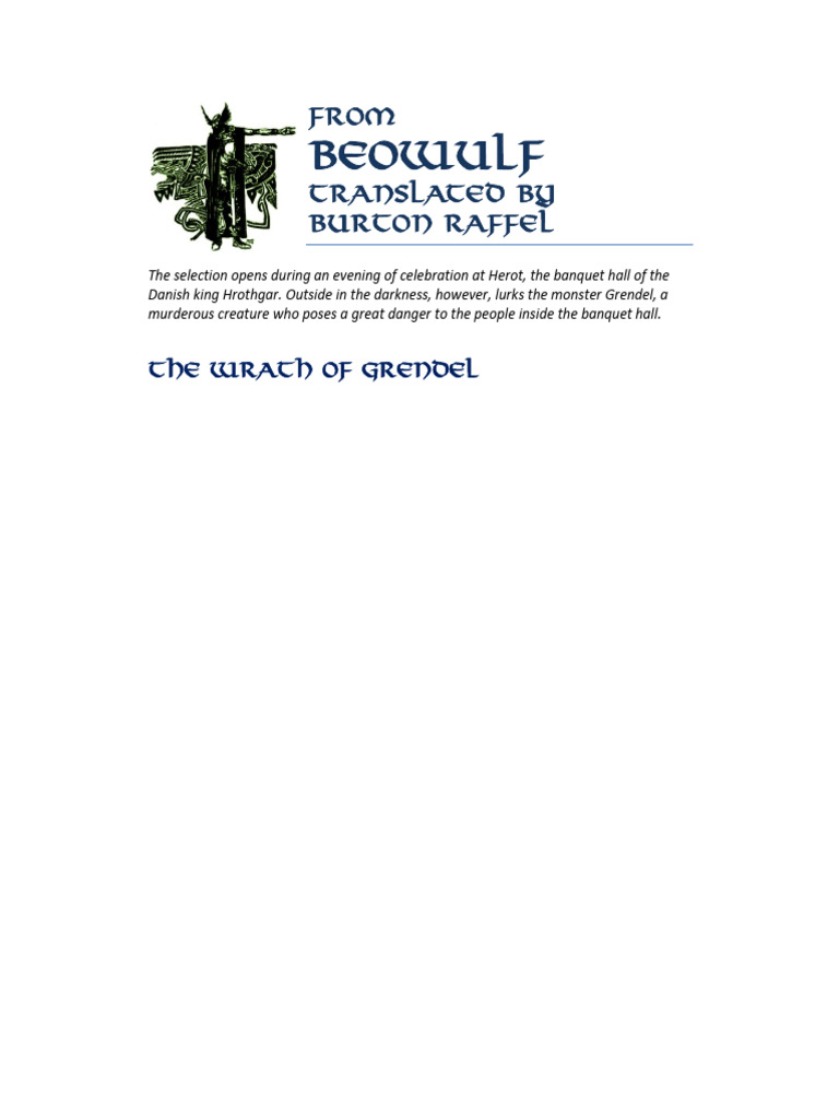 Beowulf Part One | PDF | Beowulf
