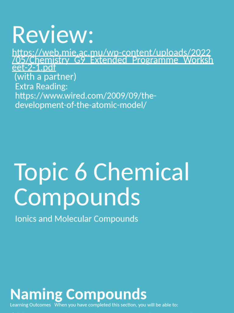 Naming Ionic and Molecular Compounds Guide | PDF | Chemical Compounds | Ion