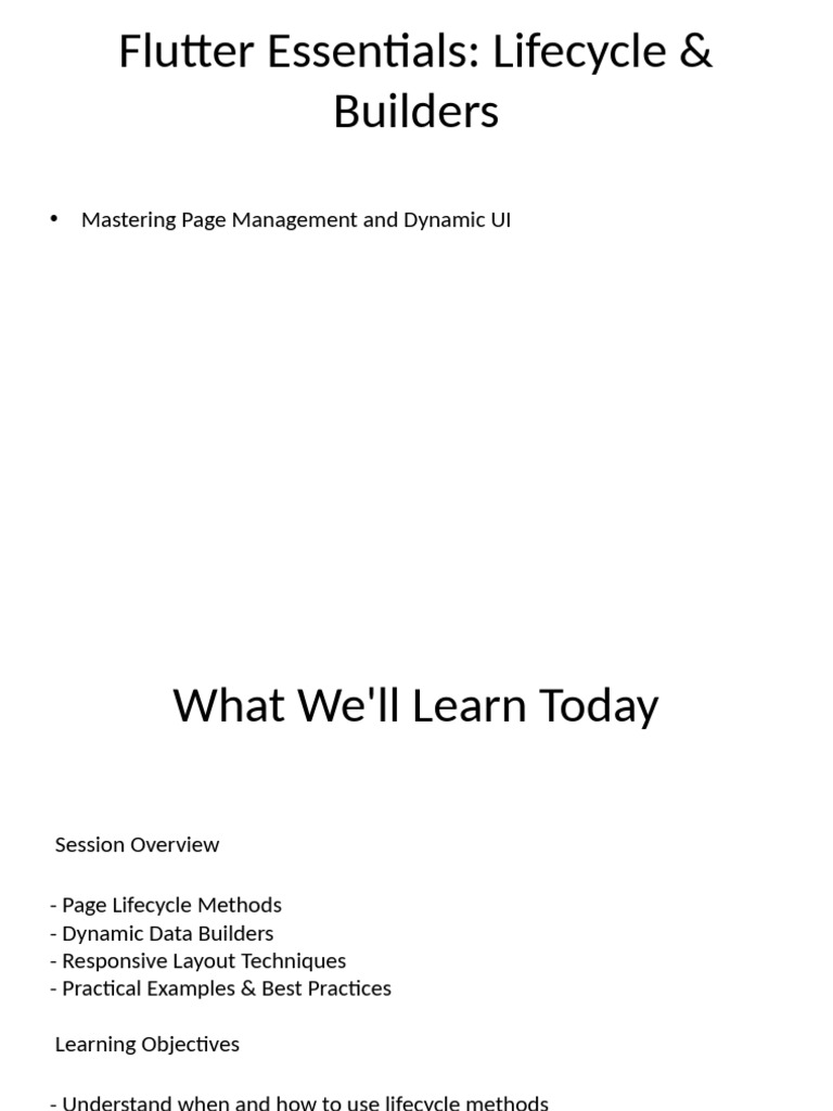 Flutter Lifecycle & Dynamic UI Essentials | PDF | Computer Engineering ...