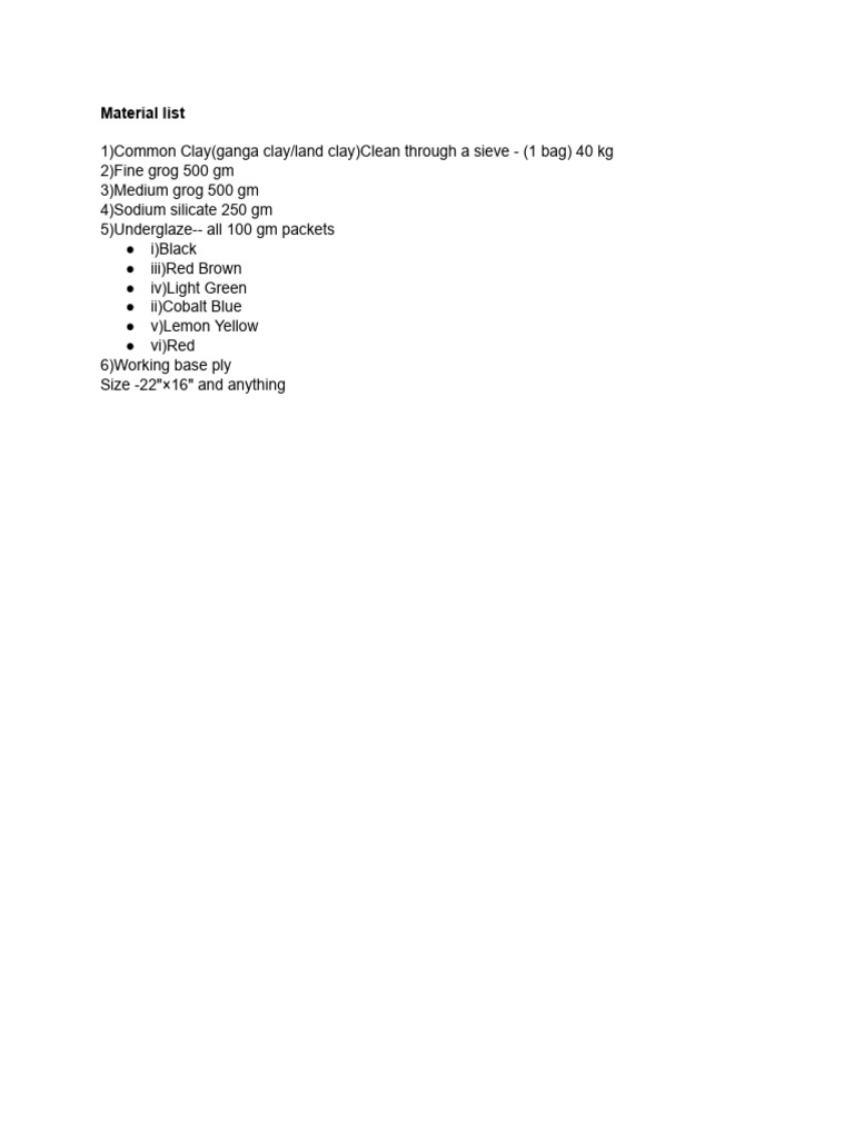 Material List | PDF