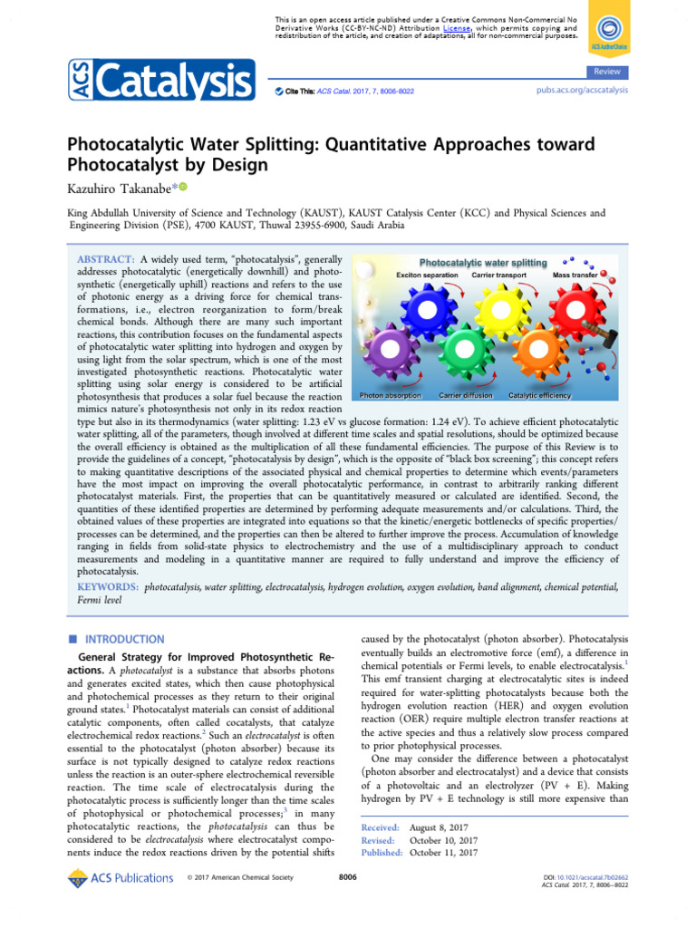 Photocatalytic Water Splitting Insights | PDF | Doping (Semiconductor ...