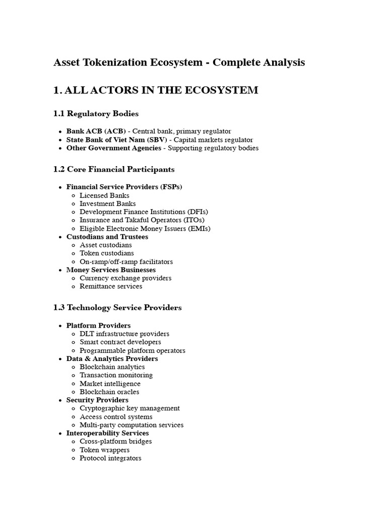 Asset Tokenization Ecosystem Overview | PDF | Bonds (Finance ...