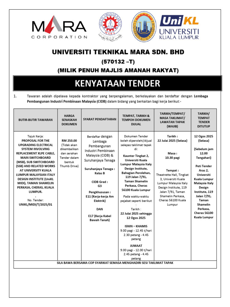 Iklan-Tender-Electrical-Cabling (3) | PDF