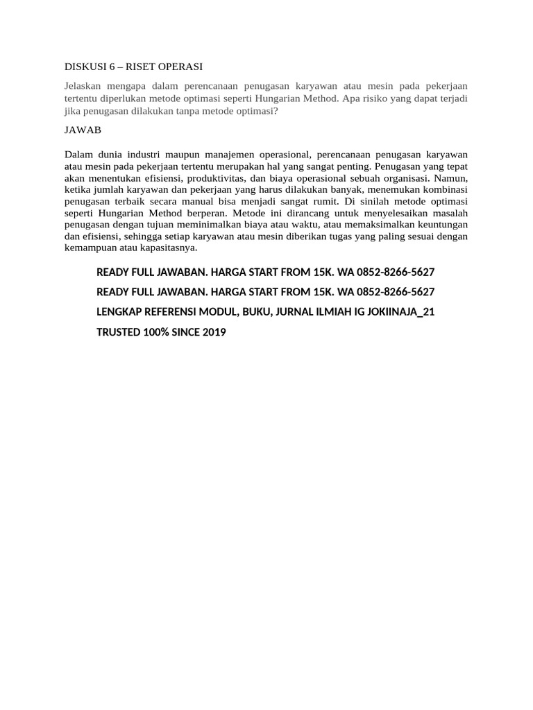 Diskusi 6 - Riset Operasi | PDF