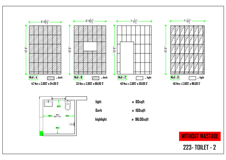 223 Toilet 2 Tile Layout and Qty | PDF