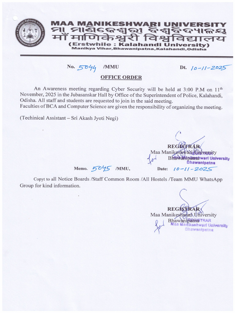 Notice (Awareness Meeting On Cyber Security) | PDF