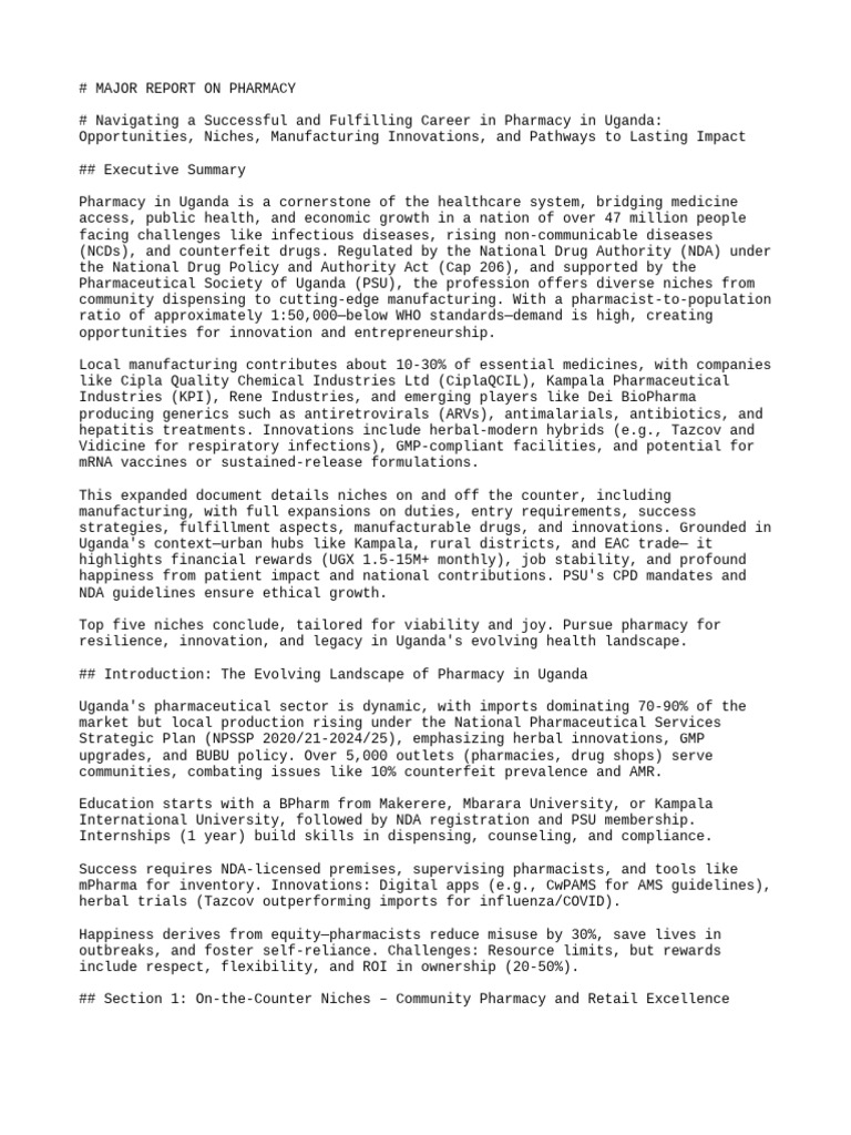 # Major Report On Pharmacy | PDF | Pharmacy | Pharmacist