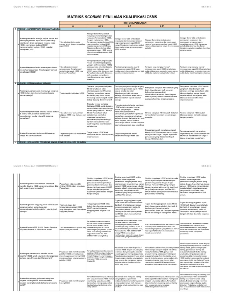 Matrix Scoring Pedoman Baru | PDF