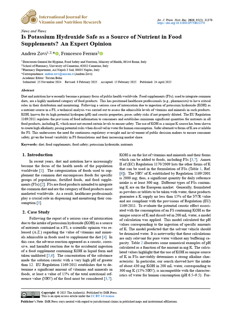 L-Is Potassium Hydroxide Safe as a Source of Nutrien | PDF | Potassium ...