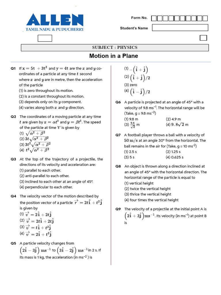 2 D Kinematics 01 | PDF | Acceleration | Kinematics