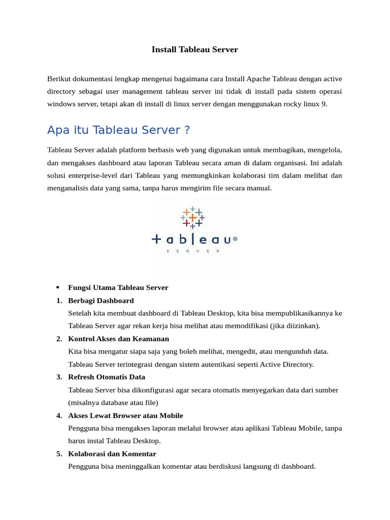 Panduan Instalasi Tableau Server | PDF