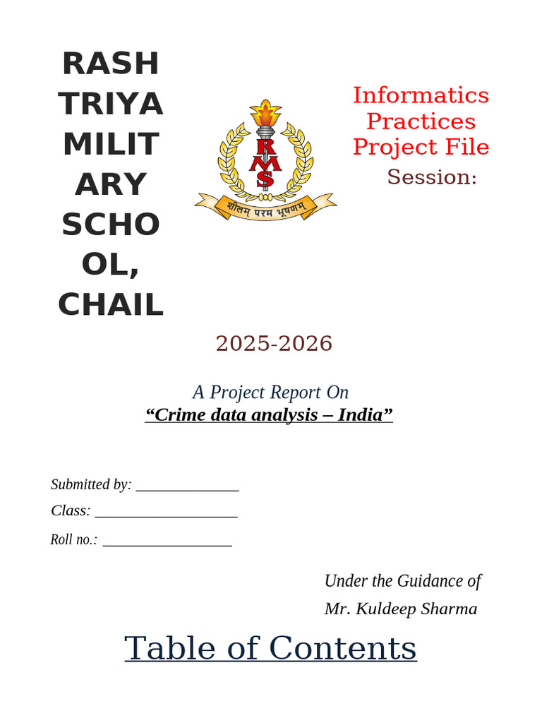 Project 5-Crime Data Analysis Class XII | PDF | Data | Software Engineering