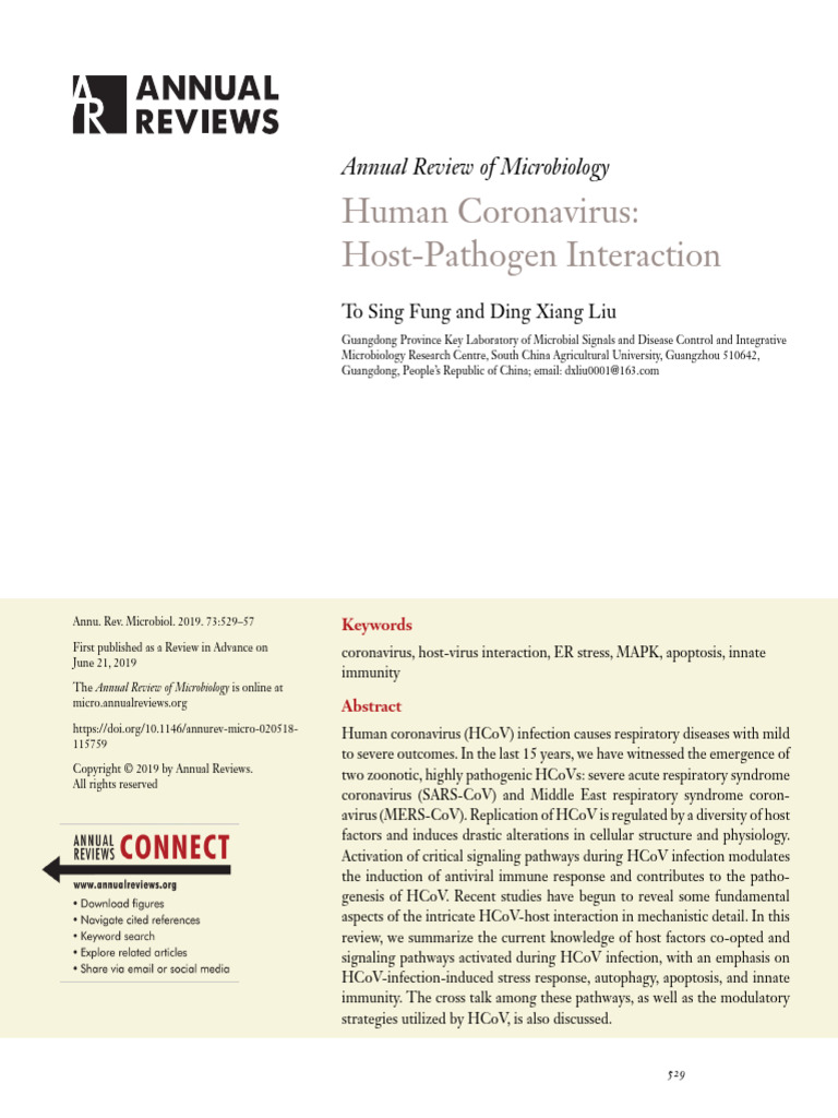 Human Corona Host Pathogen Interactions | PDF | Virology | Virus
