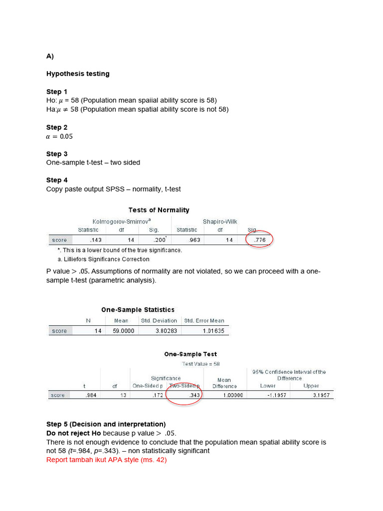 One Sample T Test Working | PDF