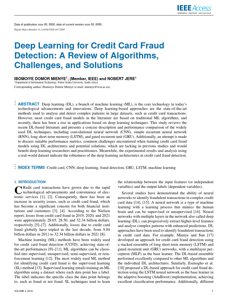 Deep Learning For Credit Card Fraud Detection A Re | PDF | Machine ...
