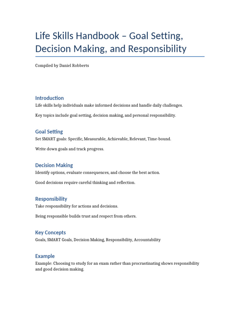 Life Skills Goal Setting and Decision Making | PDF