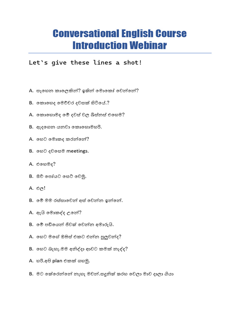 Conversational English Course Webinar | PDF