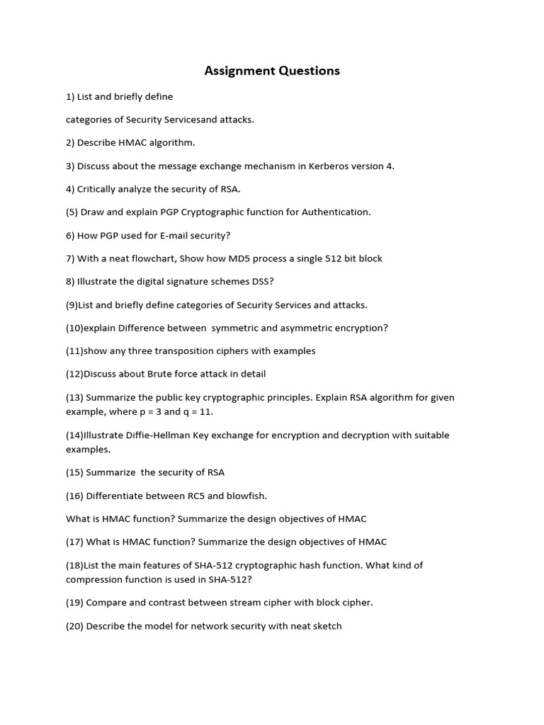 CNS Assignment Questions | PDF