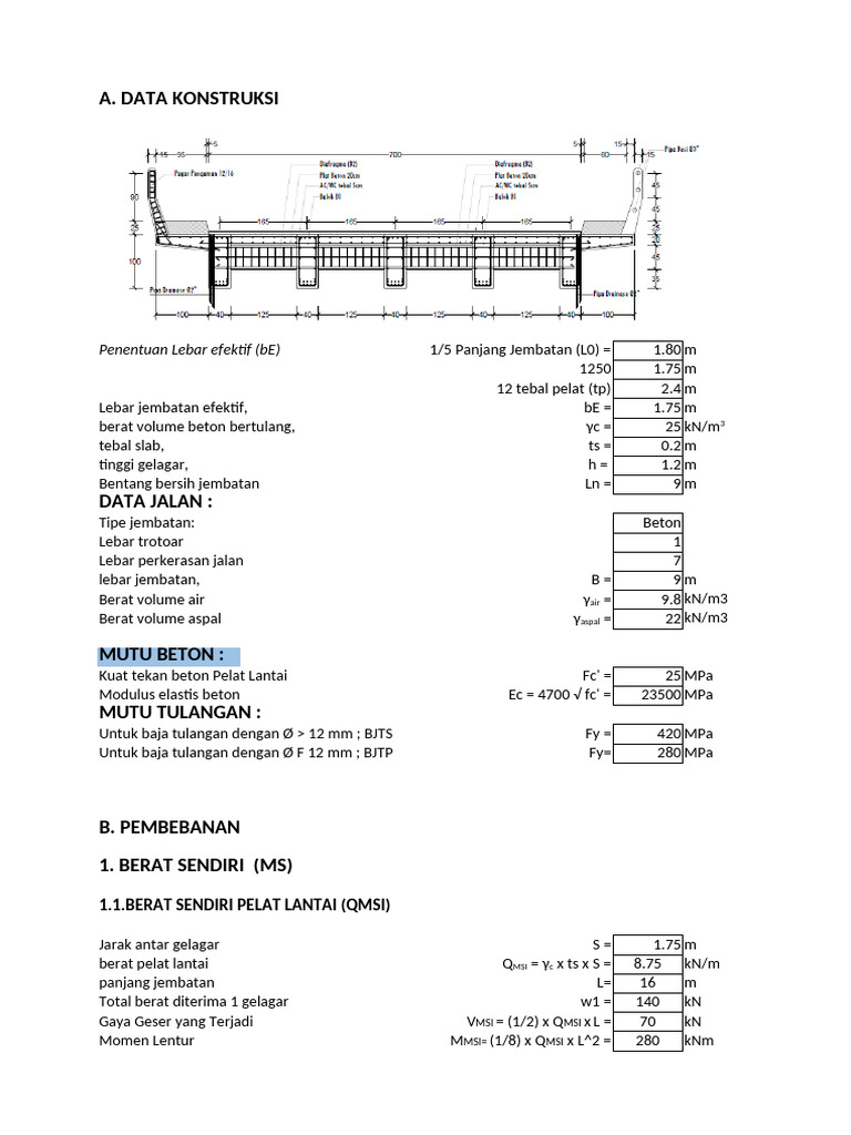 Perencanaan Balok Girder - Contoh Share | PDF