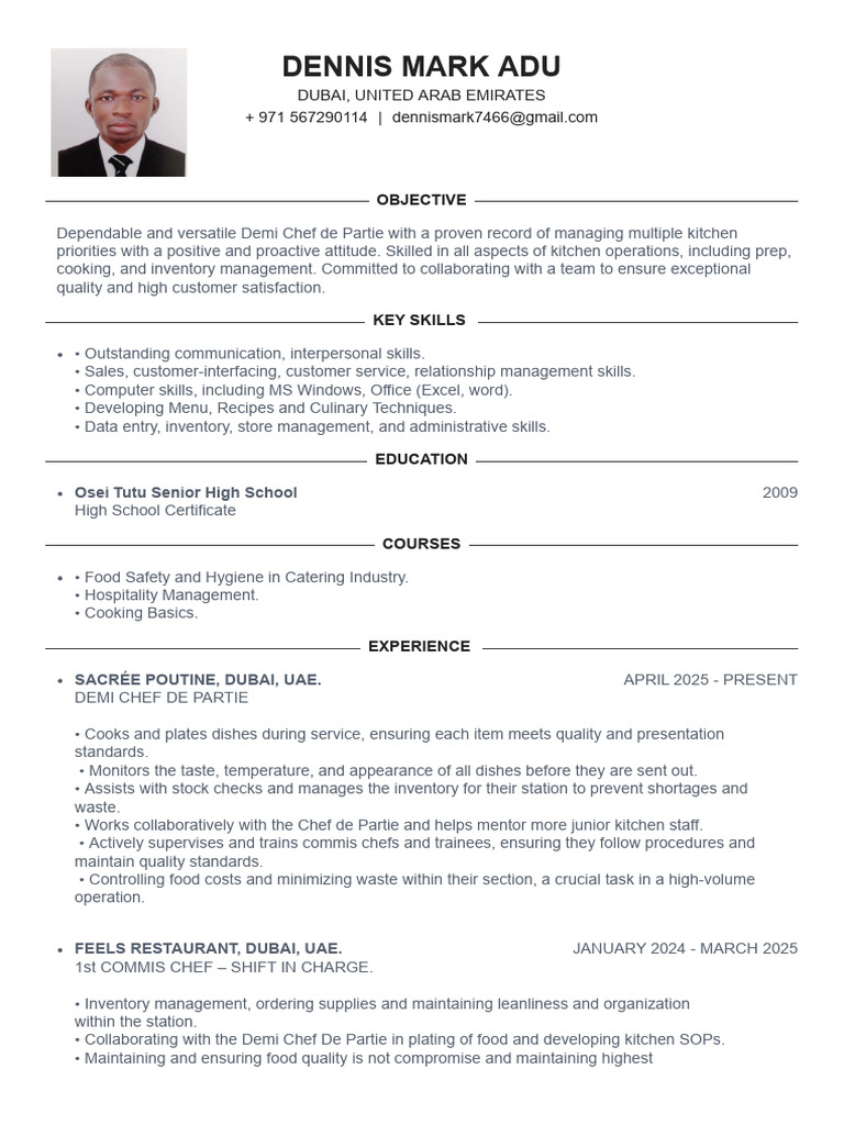 Dennismarkadu.cv | PDF | Chef | Cooking