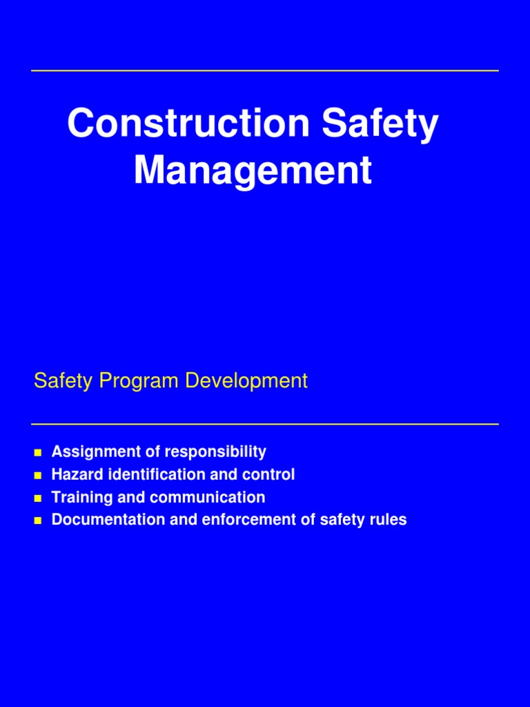 Construction Safety Management Overview | PDF | Occupational Safety And ...