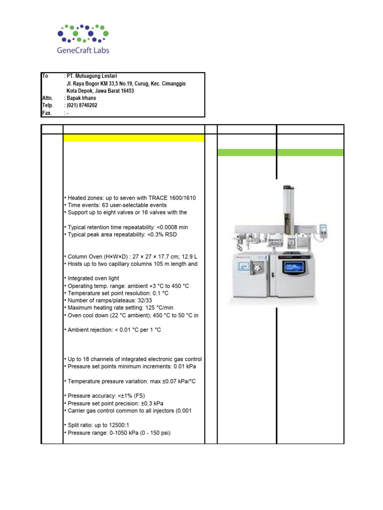 Gas Chromatography MS System Quotation | PDF | Gas Chromatography–Mass ...