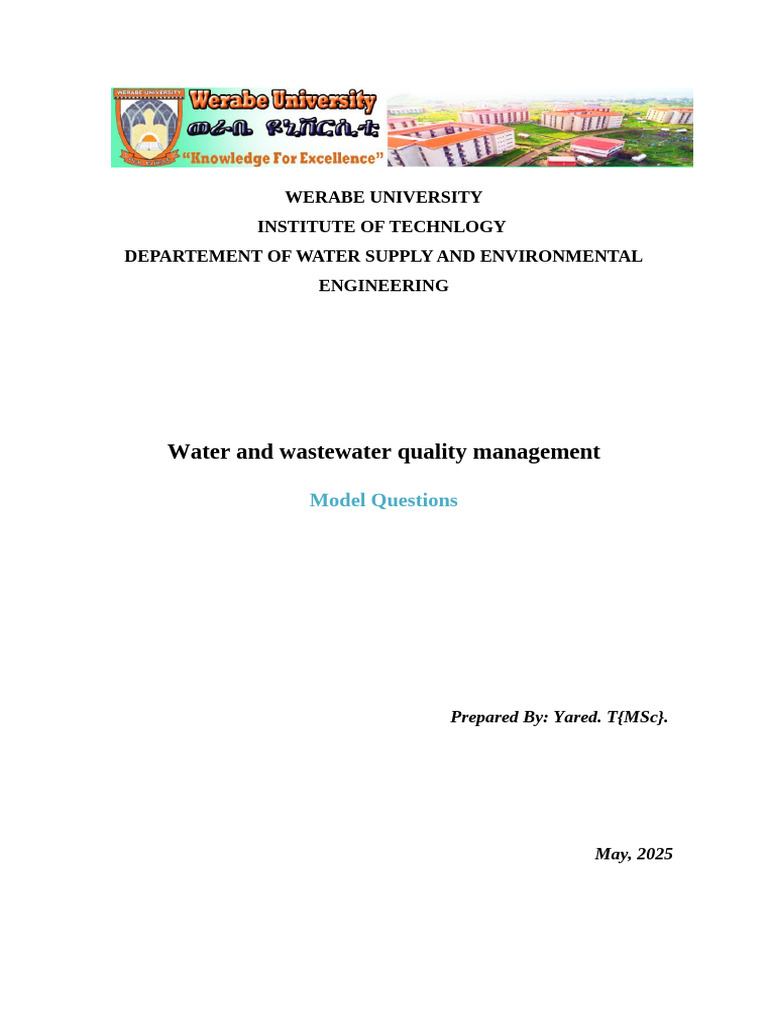 Water Quality Management Exam Questions | PDF | Water Quality | Water