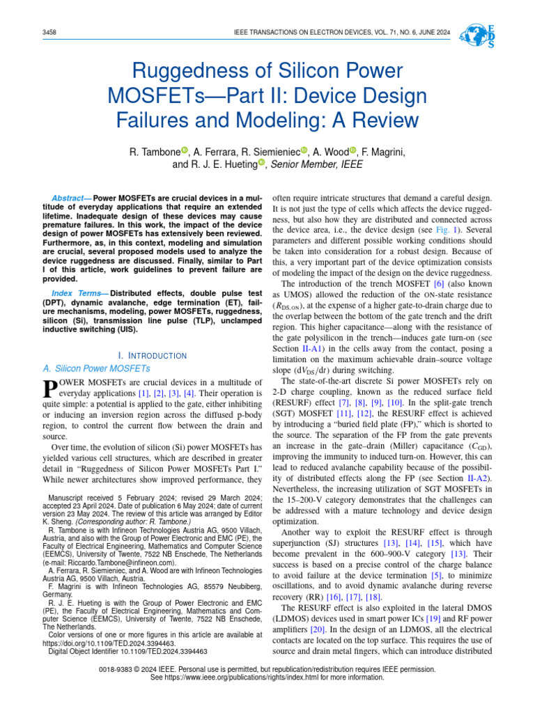Ruggedness of Silicon Power MOSFETs - Part II Cell Structure Design ...